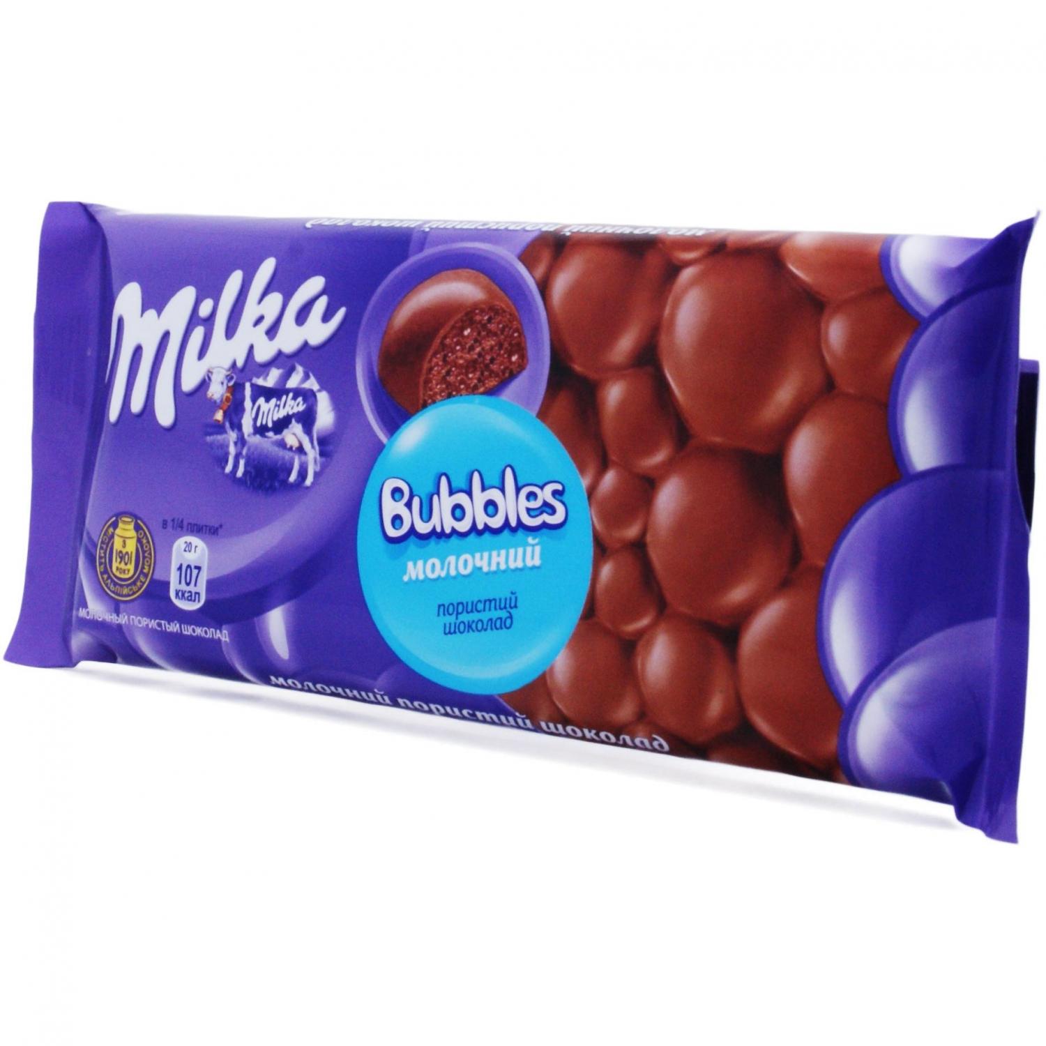Шоколад молочный Milka Bubbles пористый купить в Киеве | FOZZY